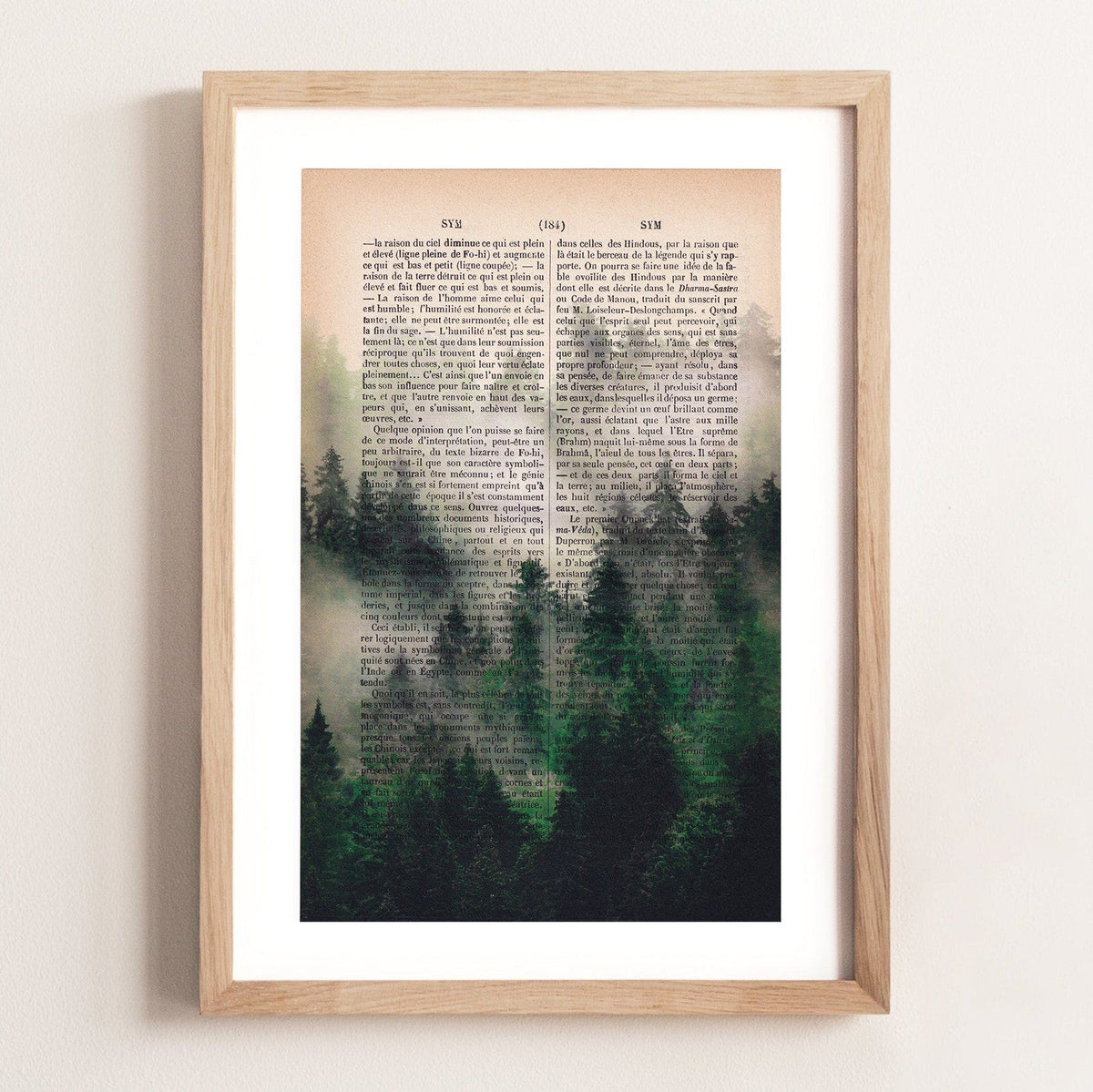French Misty Forest - Vintage Book Page Art Print, Nature Art Print ...